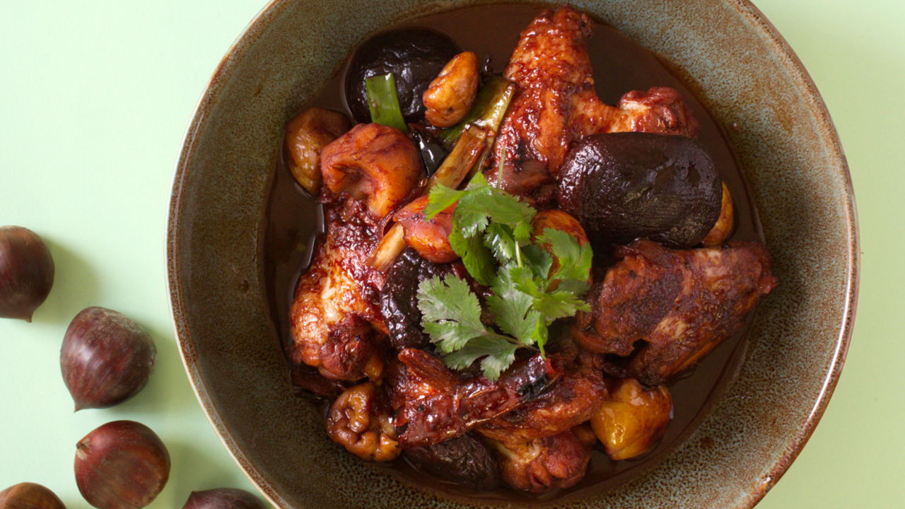 Braised Chestnut Chicken - Southeast Asian Recipes - Nyonya Cooking