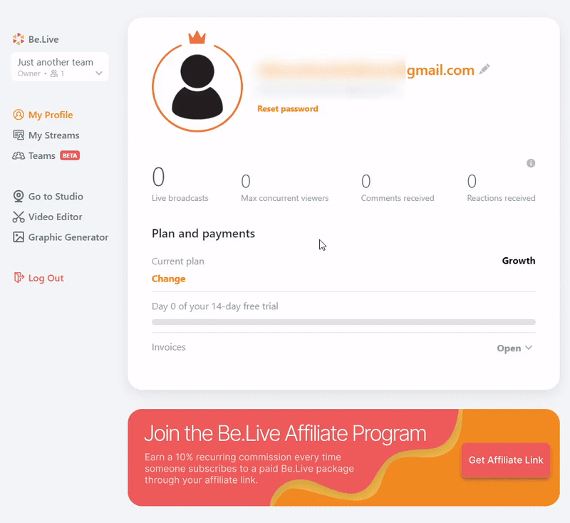 Navigating Your Be.Live Profile and Broadcasts Page