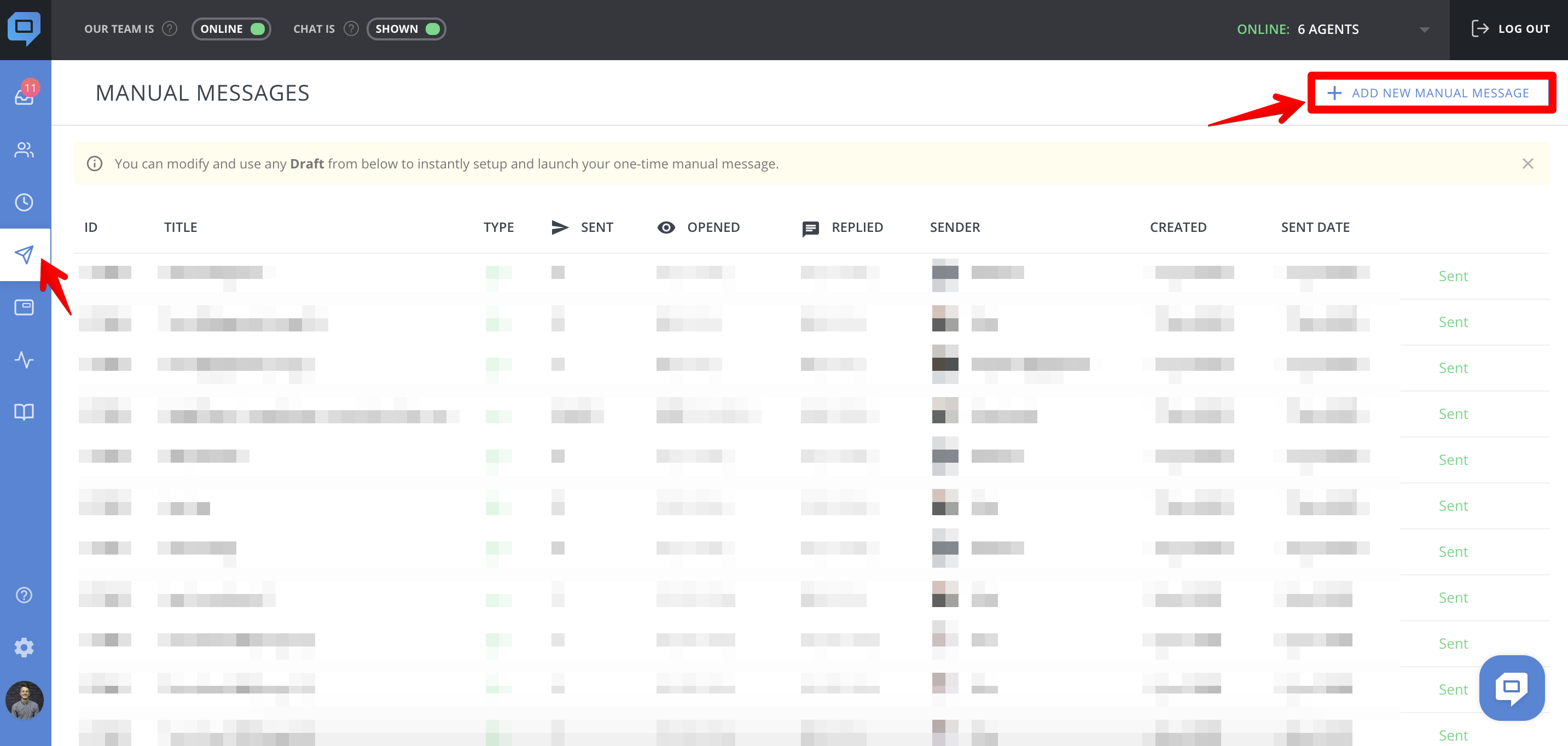 How to send a manual message via email or chat - HelpCrunch
