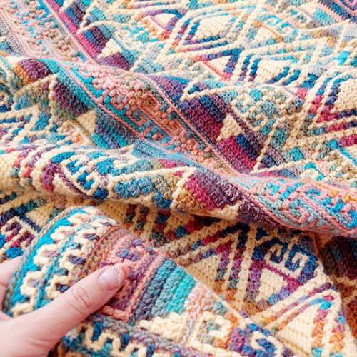 ANCIENT STORIES. Overlay mosaic crochet blanket pattern