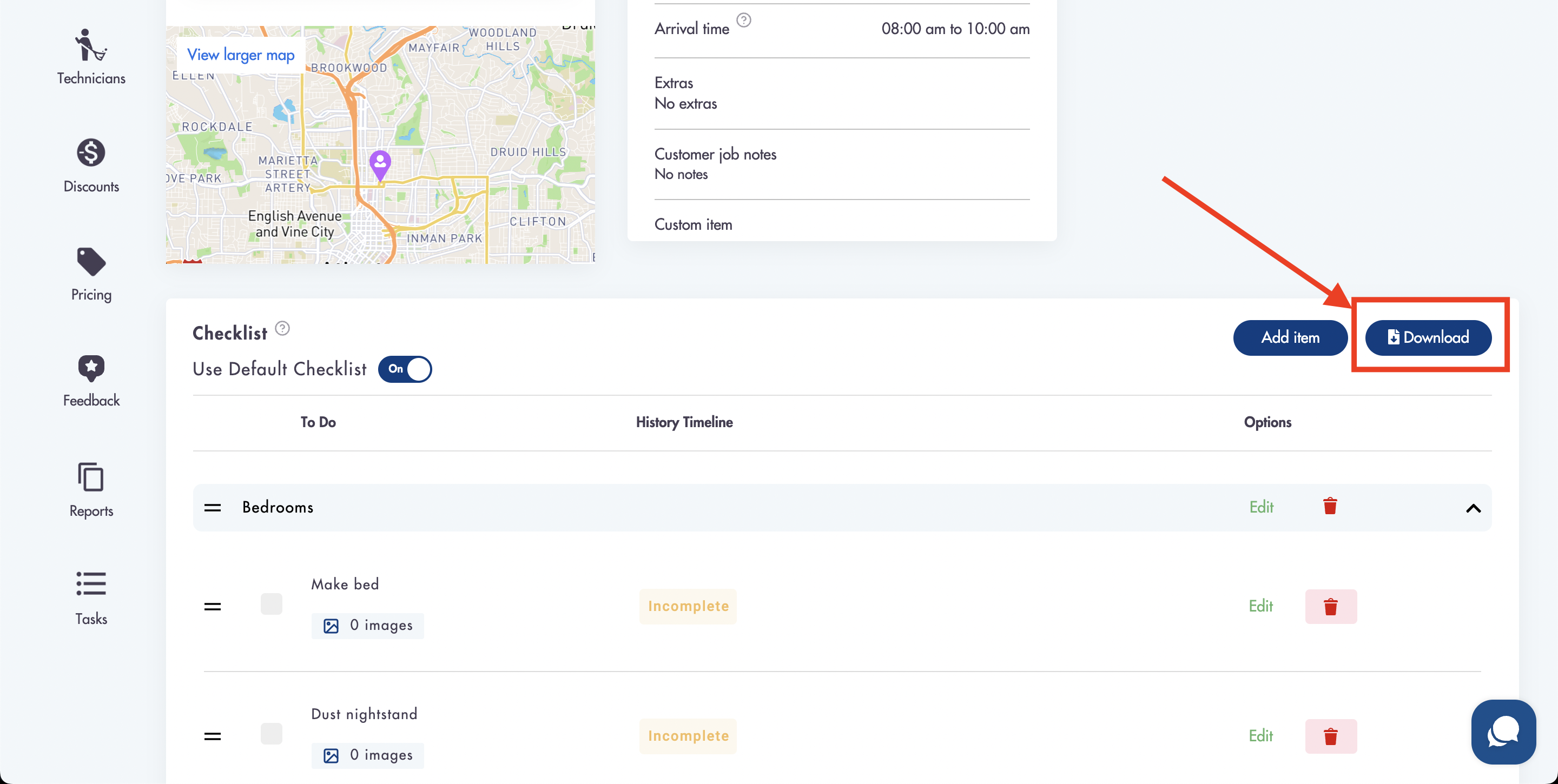 Downloading job checklists