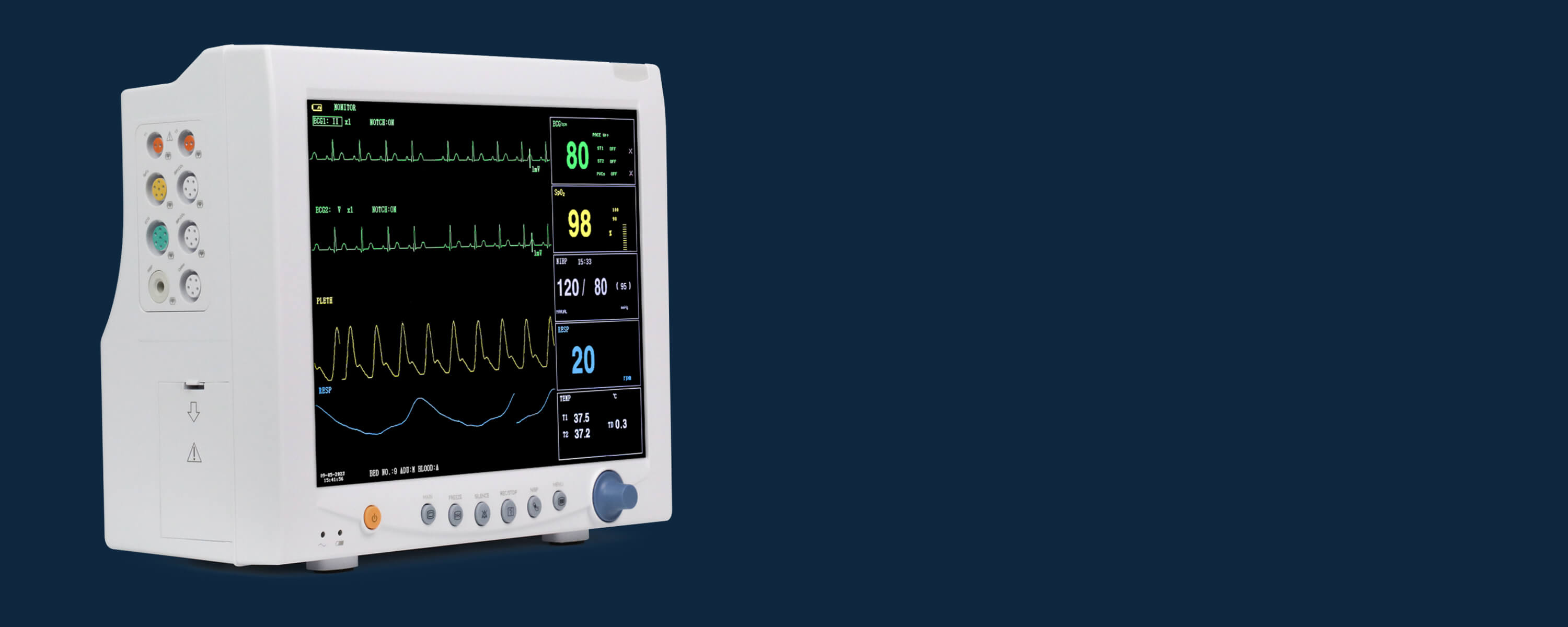 12-Inch Patient Monitor (FDA-Cleared), EtCO2, ECG, Oxygen Saturation, Pulse Rate, NIBP, RESP ...