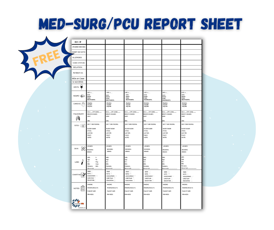 Med-Surg/PCU Report Sheet Free Download – Courseta Nursing
