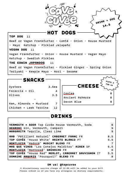 Menus#N#– Shop Cuvée