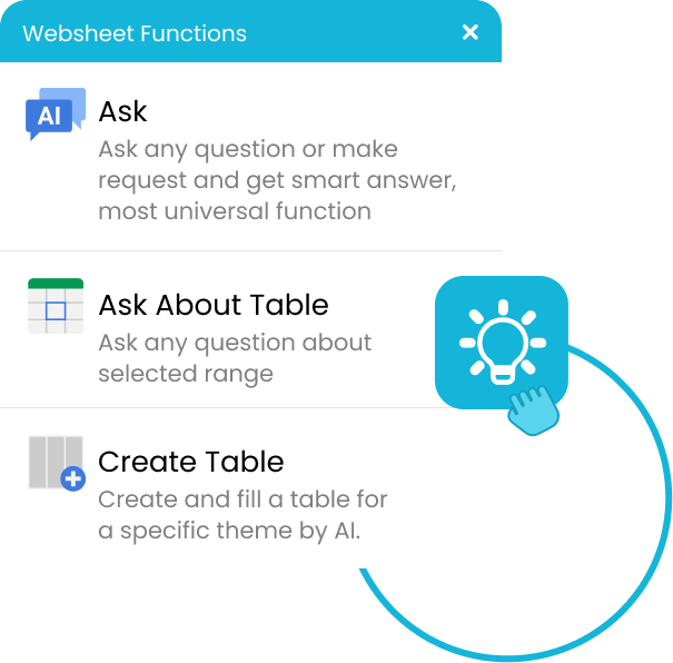Websheet AI | ChatGPT in Spreadsheets