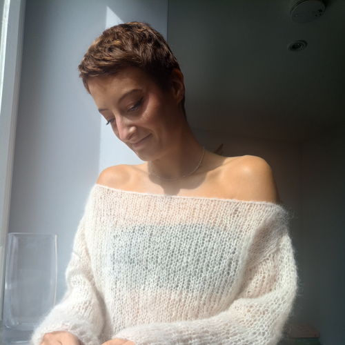 Easy Off the shoulder mohair sweater - knitting pattern