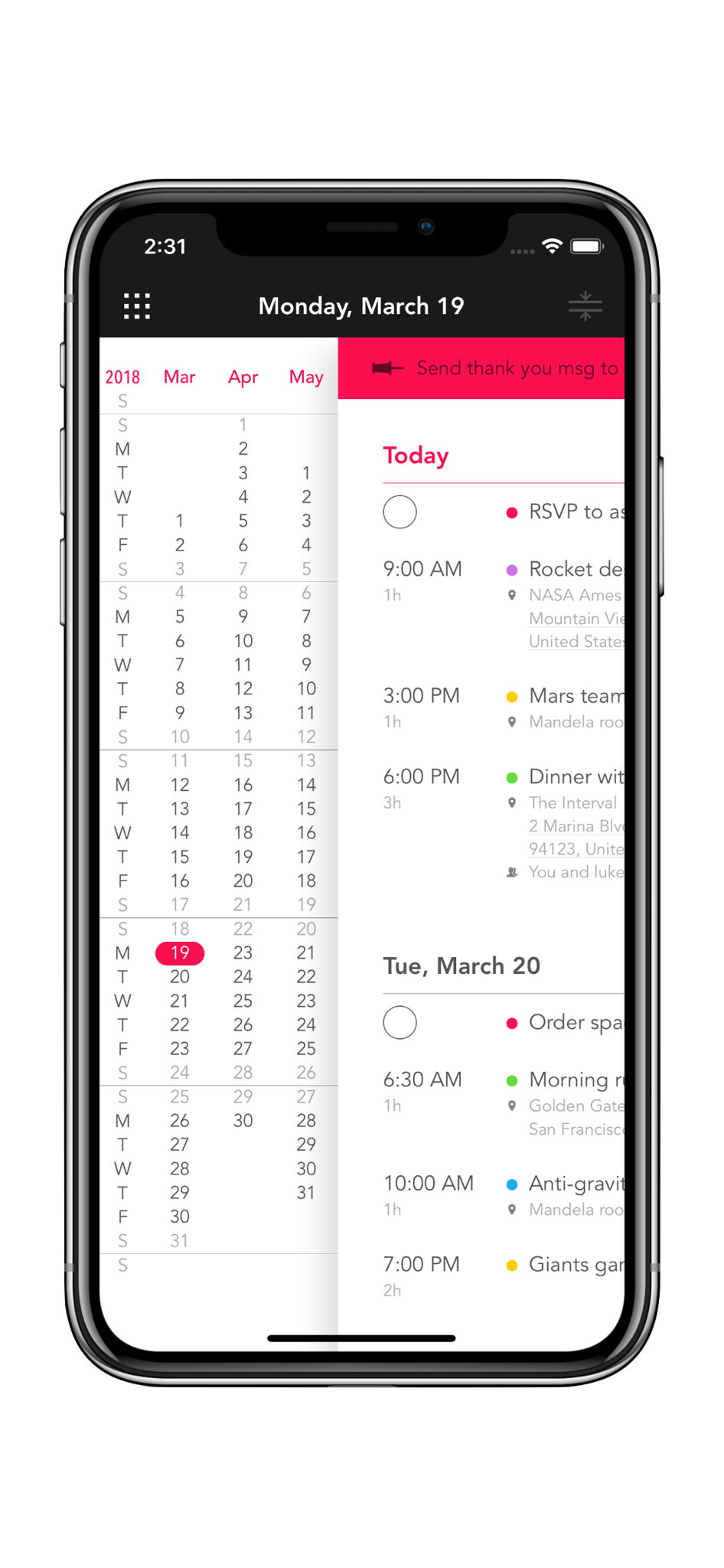 Rooster calendar Review - Slant