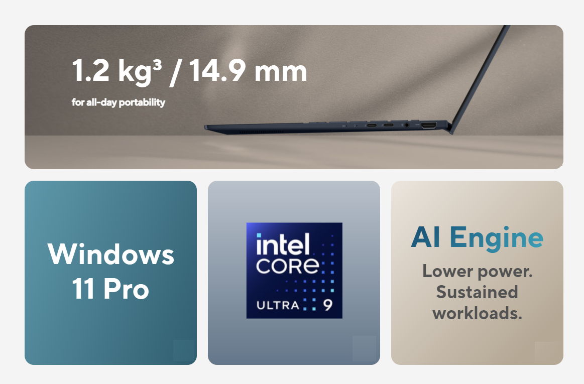Asus Zenbook UX3405 Intel® Core™ Ultra 9-285H 32GB RAM 1TB SSD OLED Laptop