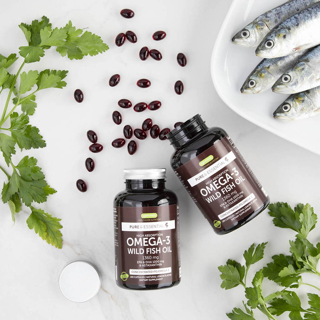 High Absorption Omega-3 Wild Fish Oil, 1000mg EPA & DHA rTG Triglyceri ...