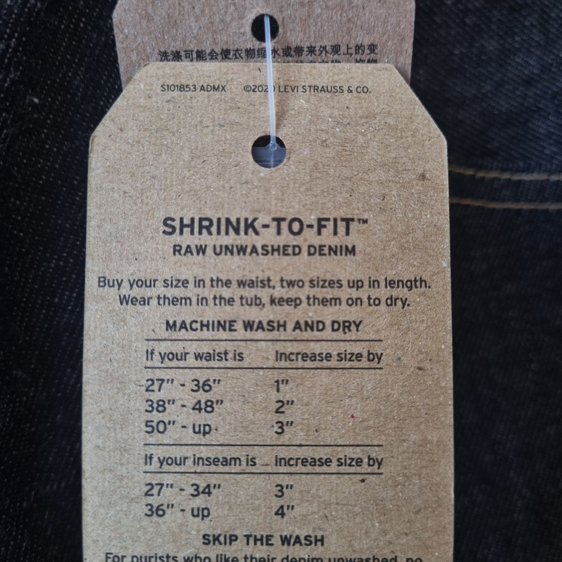 Levi's 501 Shrink-To-Fit Anthrazit Raw Denim - CHF 50.00 | Buy on marko