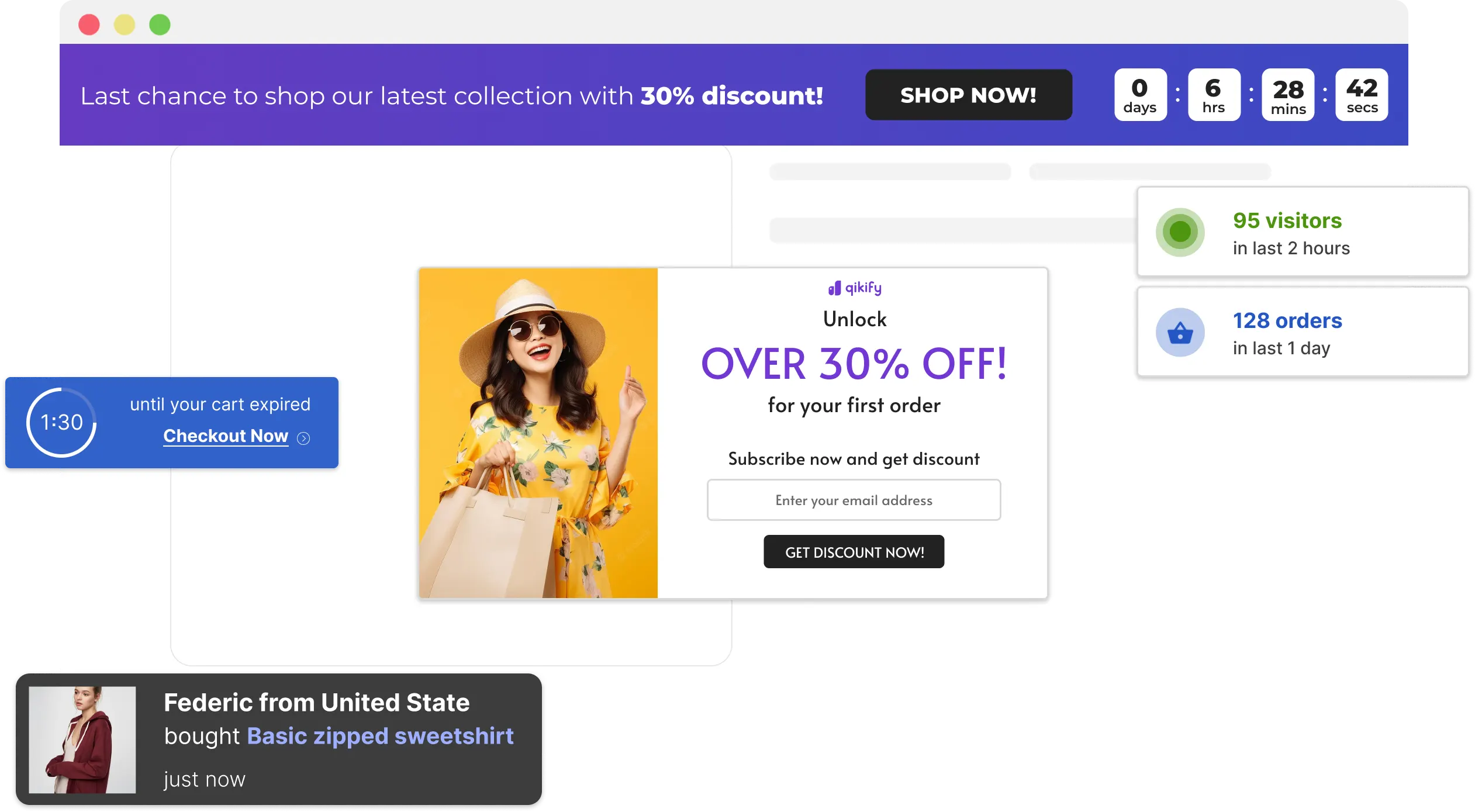 qikify #1 Shopify Sales Pop Up and Social Proof App – Qikify Landing Page