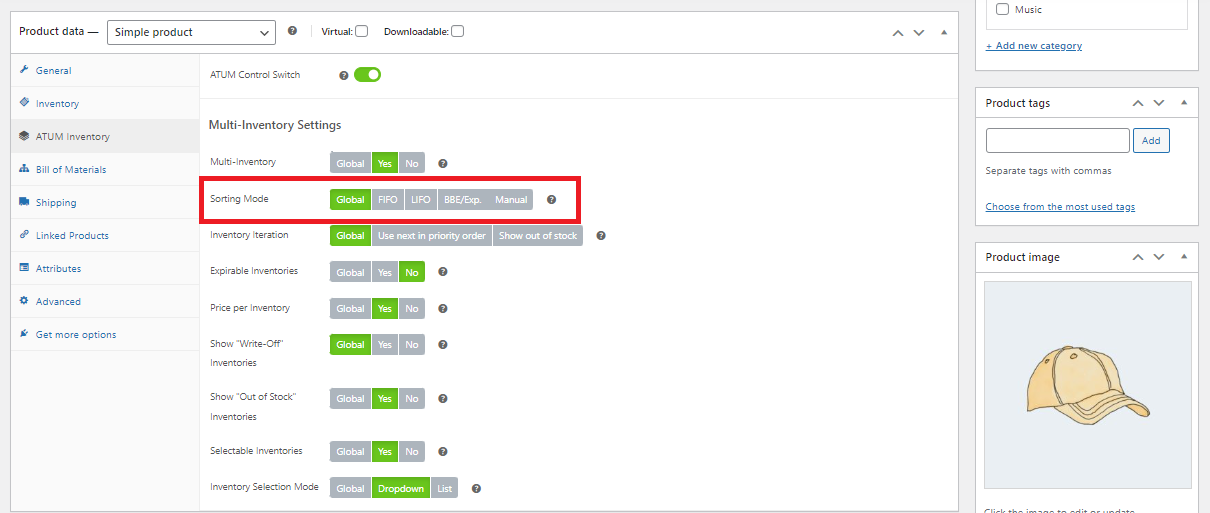 How to set the Inventory Sorting Mode