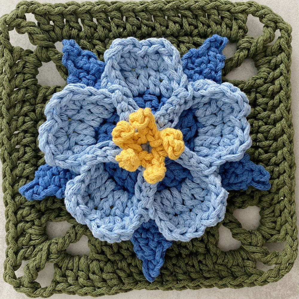 Columbine Flower Granny Square crochet pattern