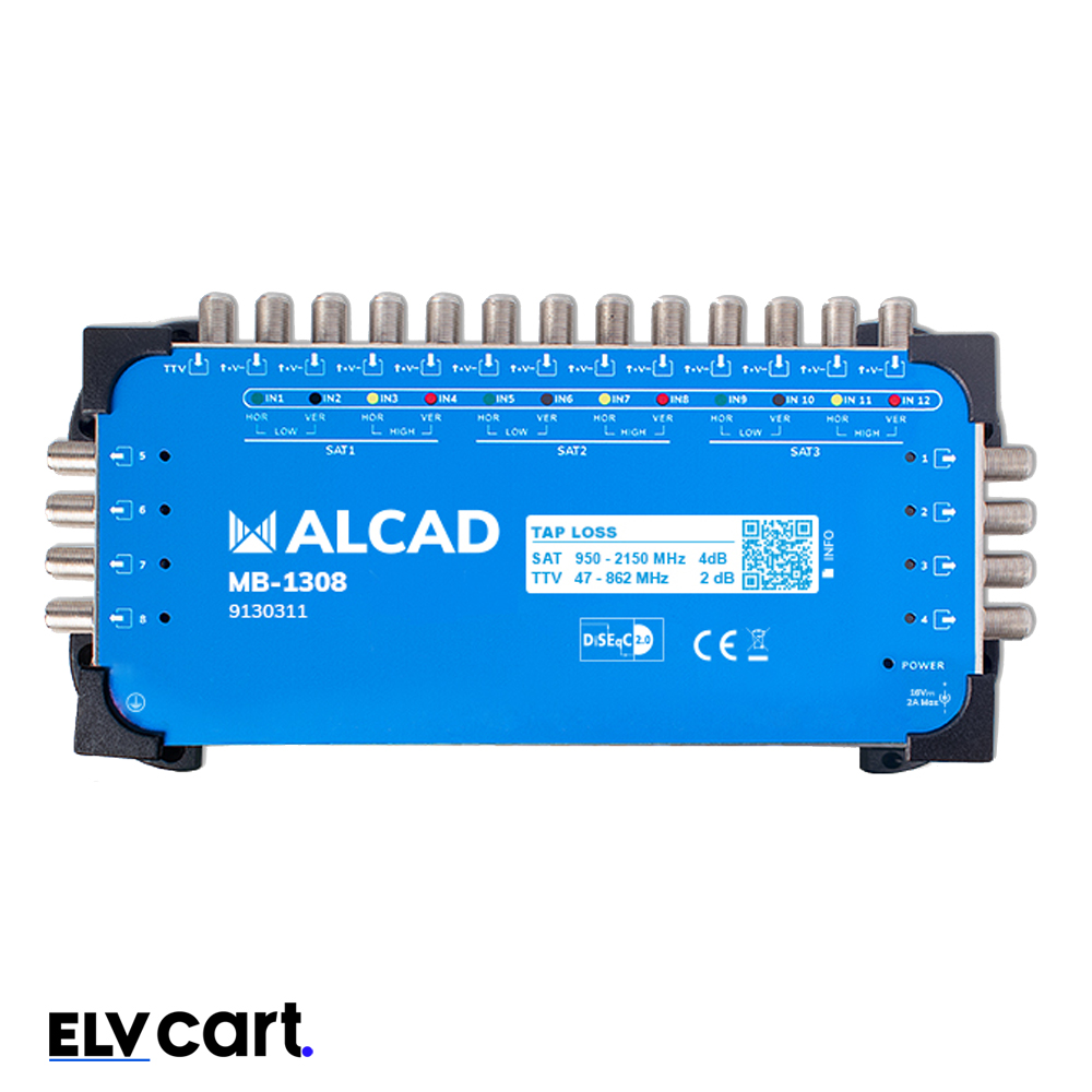 Alcad13x8 Final multiswitch, 12 polarities and TV with 8 outputs - ELV Cart