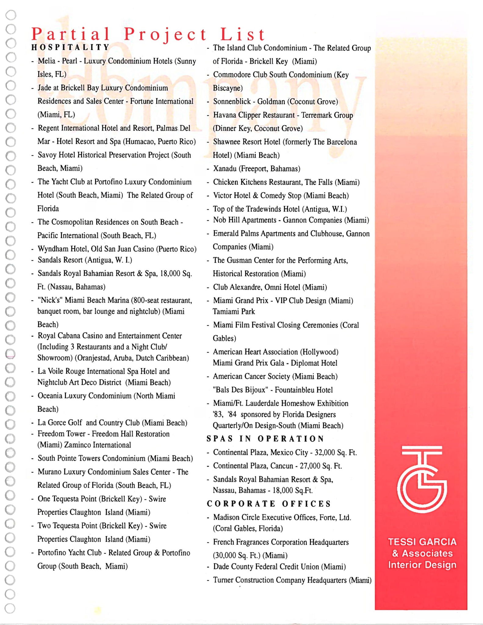 Partial Project List