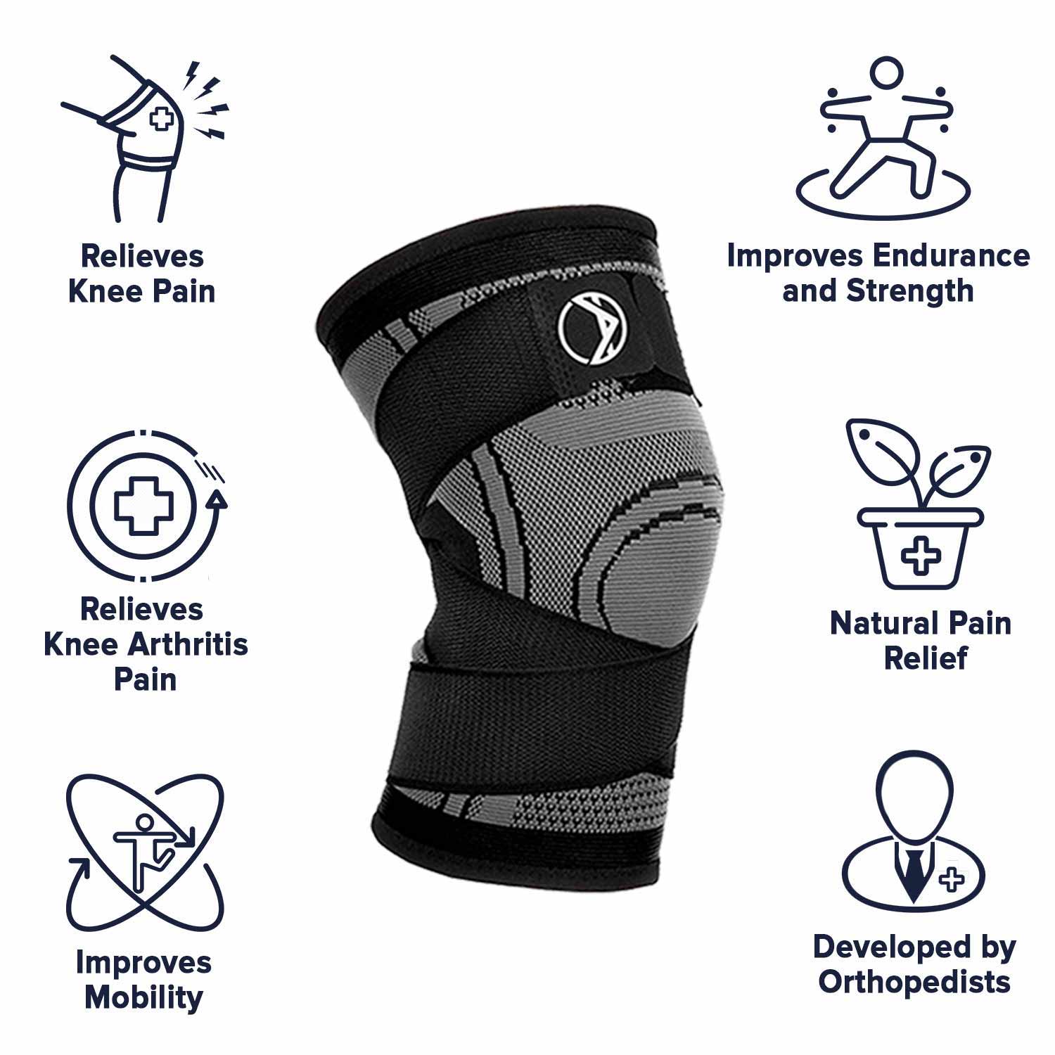 Compression Knee Sleeves (Non-Slip Adjustable Straps) - Koprez®