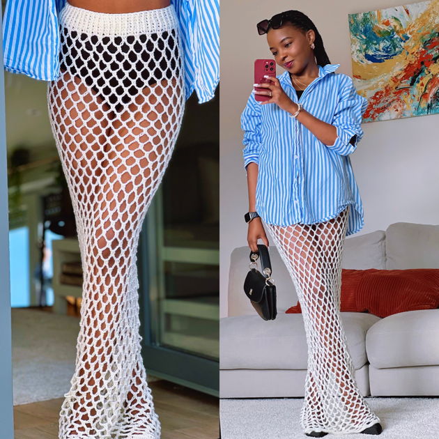 Easy Crochet Mesh Coverup Skirt Pattern
