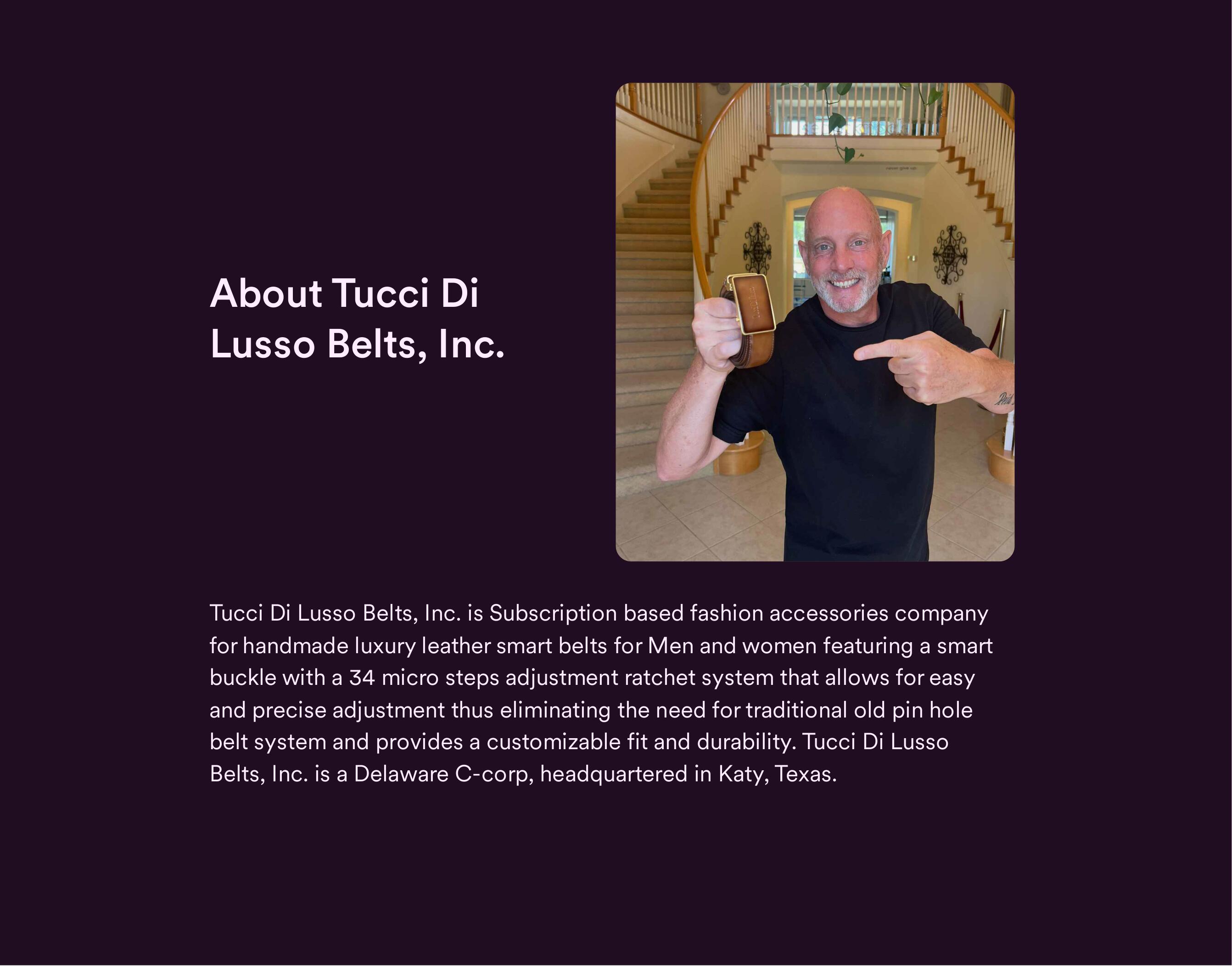 Invest in Tucci Di Lusso Belts, Inc.: The best handmade smart belt you ... Invest in Tucci Di Lusso Belts, Inc.: The best handmade smart belt you ...