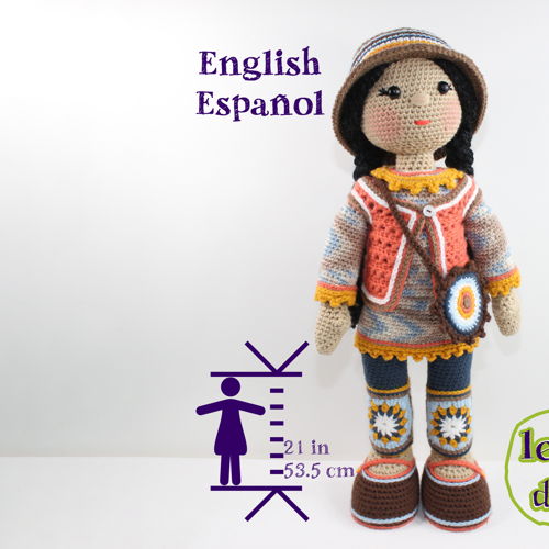 Cara Large Crochet Doll Pattern, Amigurumi, 21"/53cm Tall