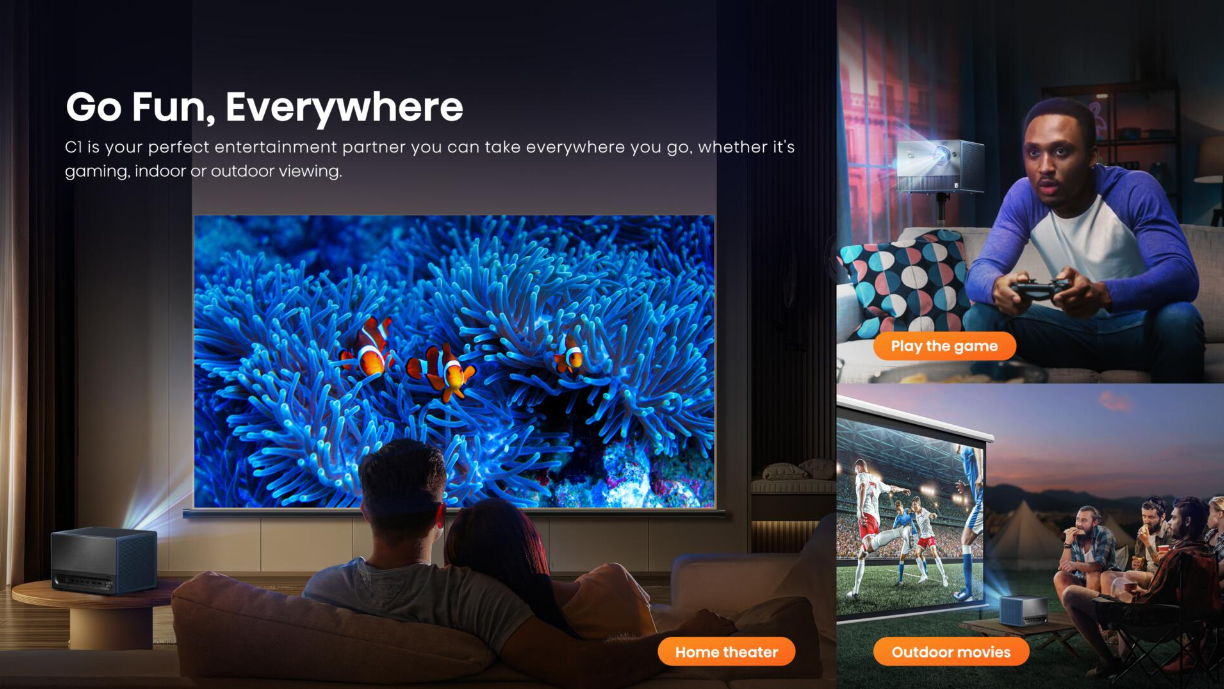 Hisense C1 4K Smart Laser Mini Projector 60"-300" - HiFiCorp