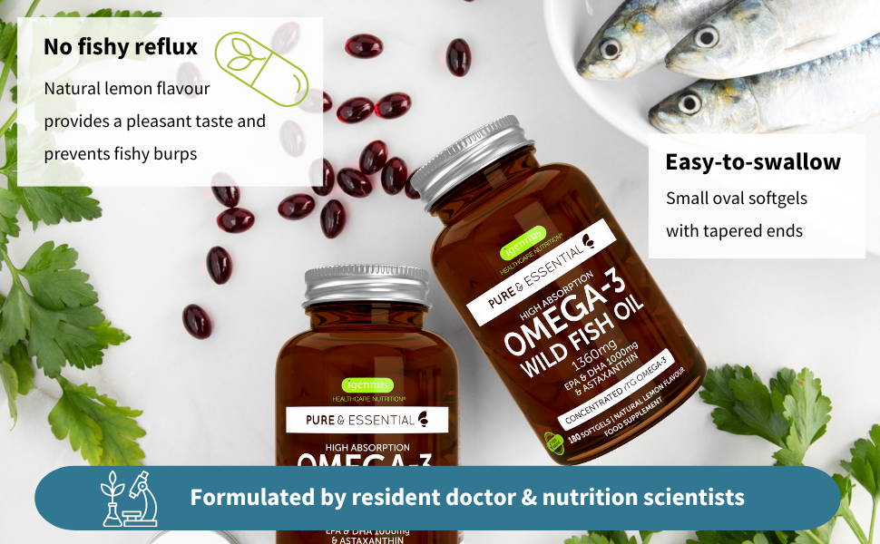 High Absorption Omega-3 Wild Fish Oil, 1000mg EPA & DHA rTG Triglyceri – Igennus Healthcare ...