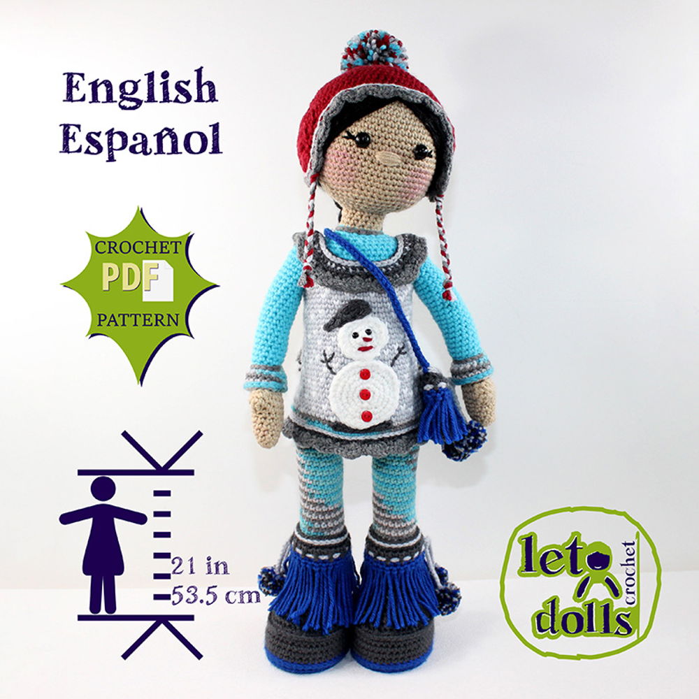 Hanna Large Crochet Doll Pattern, Amigurumi, 21"/ 53 cm Tall