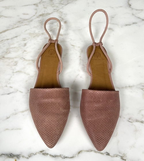 Ainslie Flat - Deep Rose Embossed Leather - $168.00 | Coclico Pre-loved