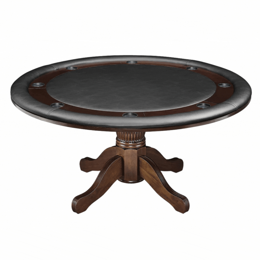 Poker Game Table 60 Inch Solid Wood With Dinning Top Padded Vinyl Su