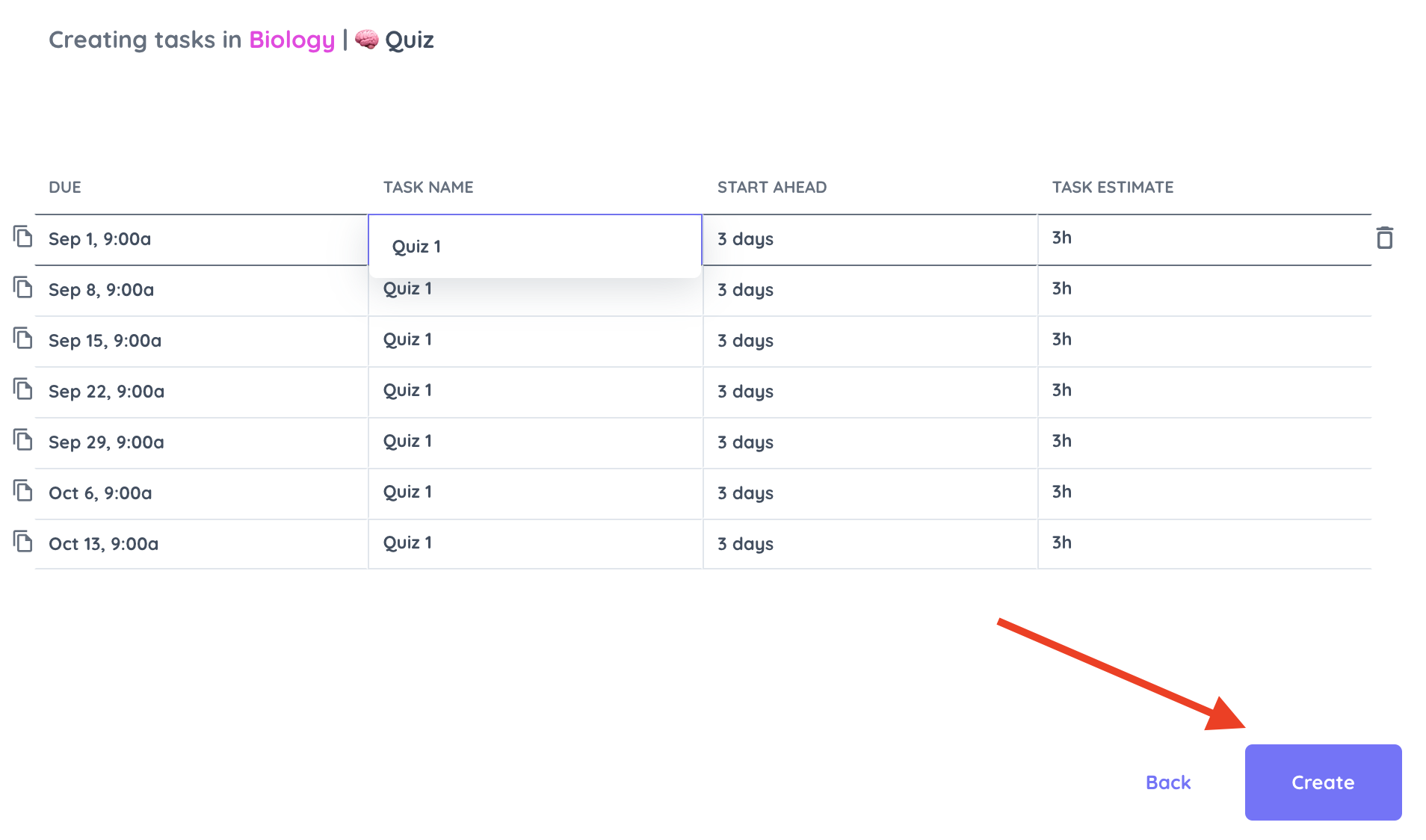 Create Repeat Tasks