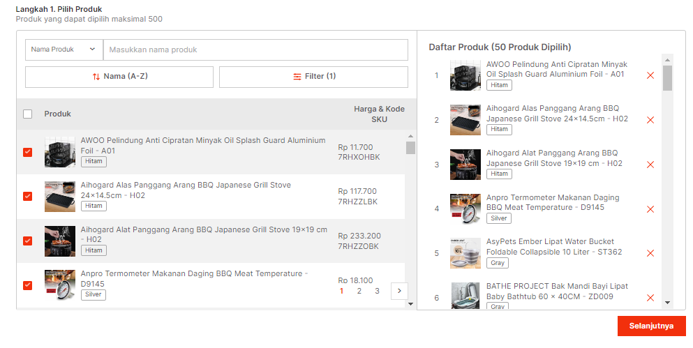 Export Master Produk