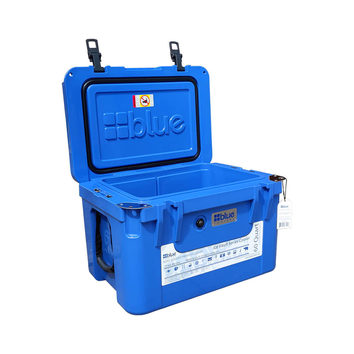 60 Quart Ice Vault Roto-Molded Cooler with Wheels – Blue Coolers