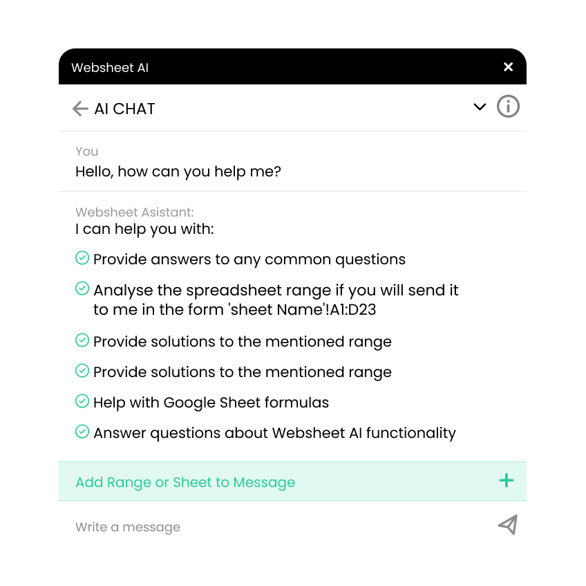 Websheet AI | ChatGPT in Spreadsheets
