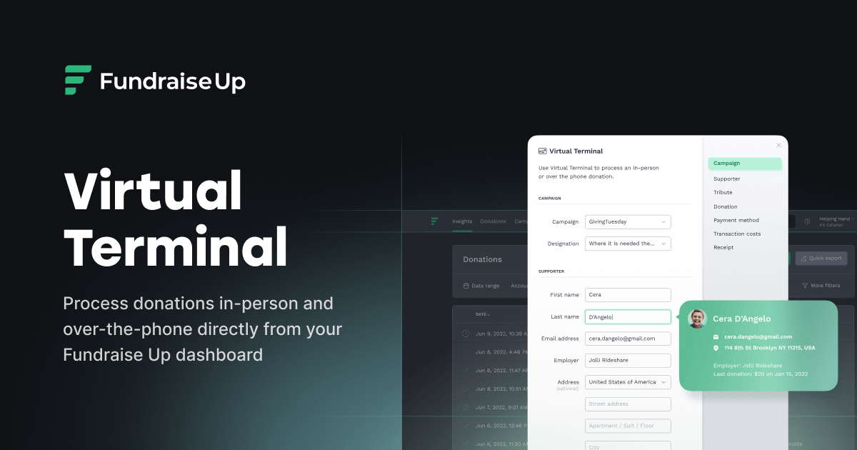 Virtual Terminal for Fundraising | Fundraise Up