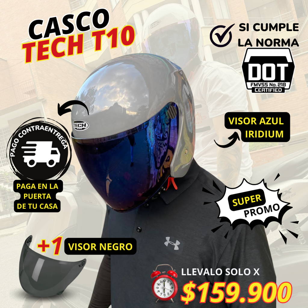 CASCO TECH 10 + VISOR IMPORTADO – Cascos Romo SHOP