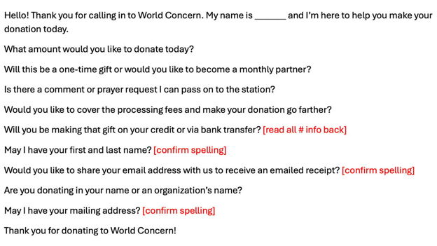 Call Center Donation Page for PRAISE 106.5 (Canada)