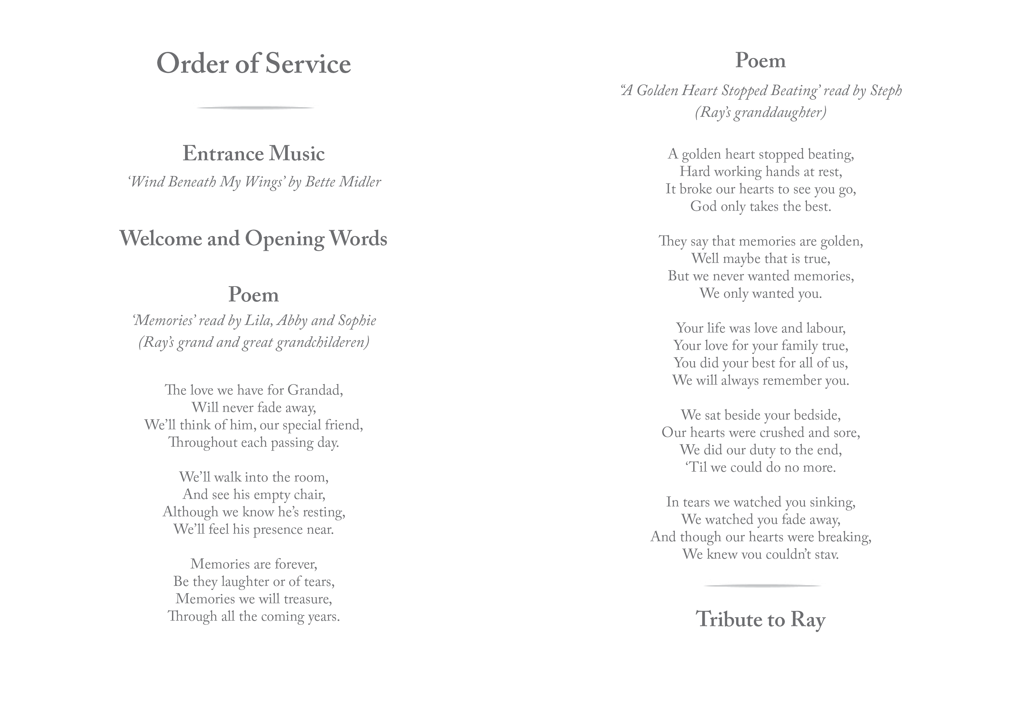 Order Of Service Funeral Template For Your Needs