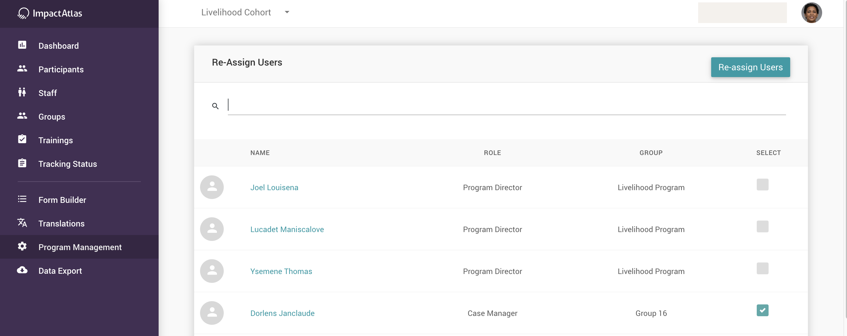 How to re-assign users to different groups
