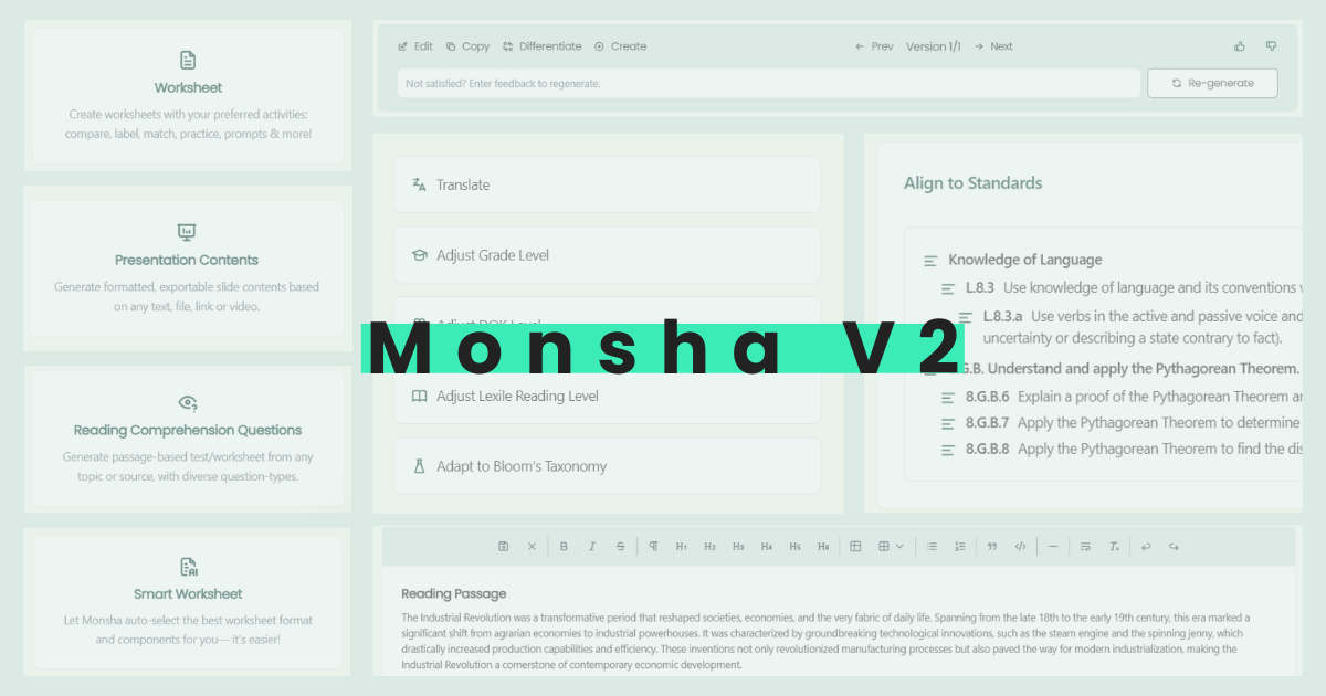 Introducing Monsha v2: New AI tools, differentiation, curriculum ...