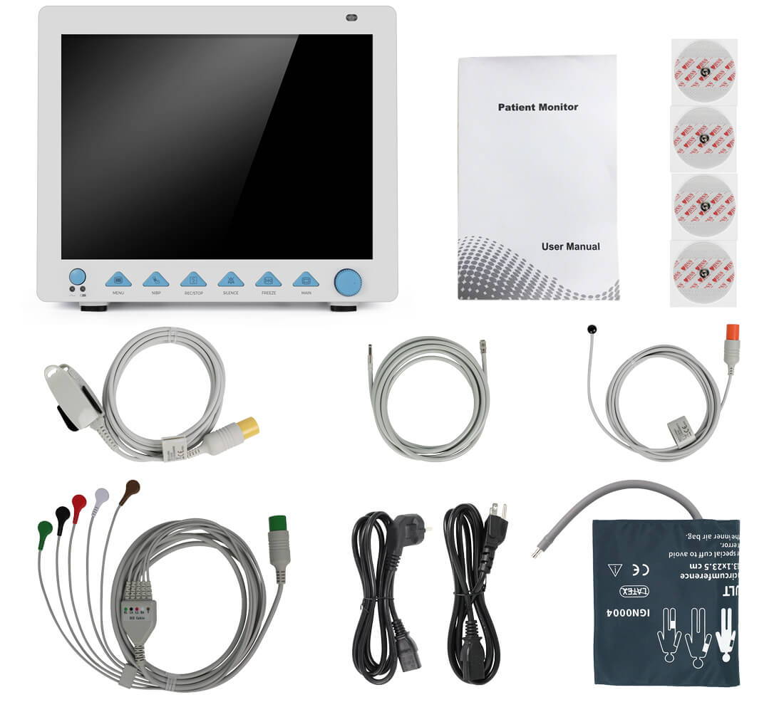 12-Inch Patient Monitor, FDA-Cleared, EtCO2, ECG, Oxygen Saturation, Pulse Rate, NIBP, RESP ...