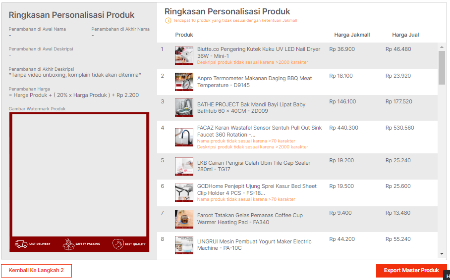 Export Master Produk