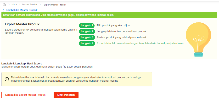 Export Master Produk