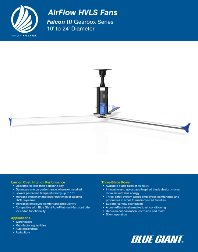 [Catalog] Blue Giant AirFlow HVLS Fans Falcon III Gearbox Series ...