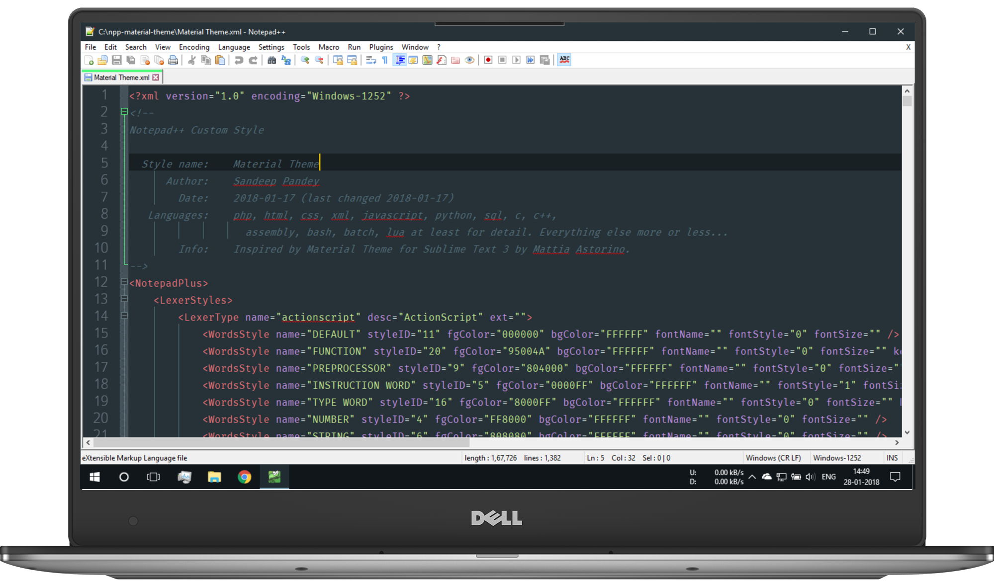 Material Theme for Notepad++ Review - Slant