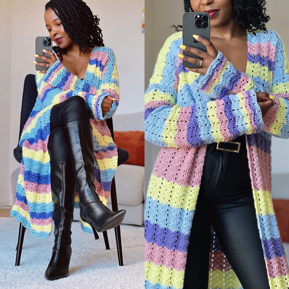 Easy Crochet Chevron Cardigan Written Pattern PDF