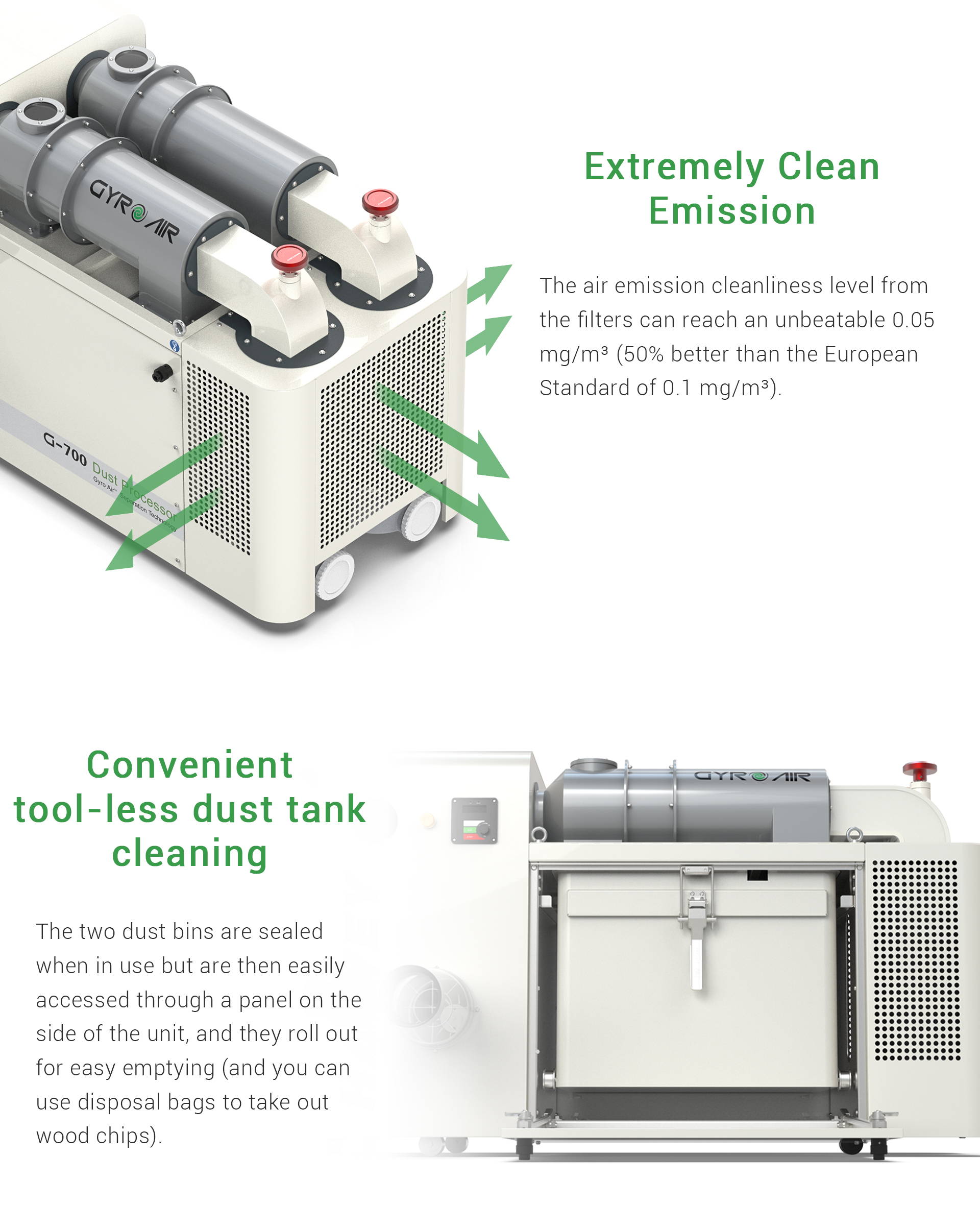Machine that takes dust out of the air store