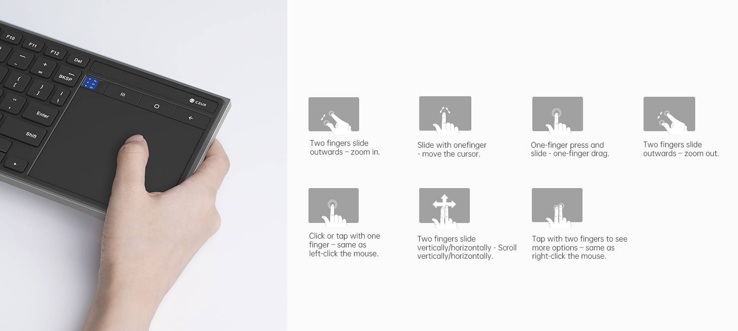 CZUR Wireless Bluetooth Touchpad Keyboard - Ultra Slim, Rechargeable, – CZUR TECH