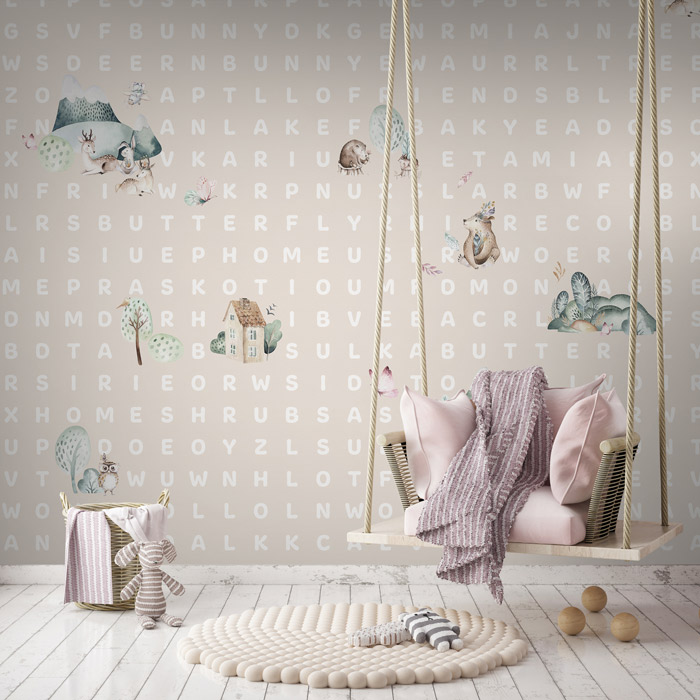 Orange kids animal wallpaper mural - Feathr™ Official Site Orange kids animal wallpaper mural - Feathr™ Official Site