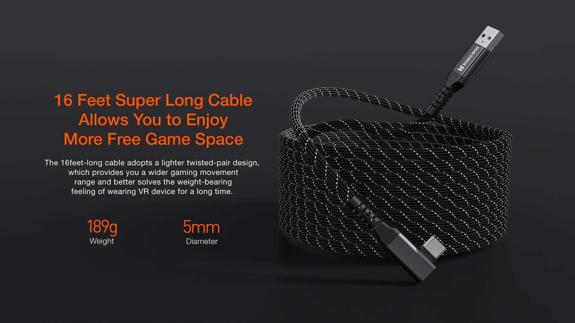 BIGBIGWON USB 3.2 USB C Type C Link Cable for Oculus Quest Link