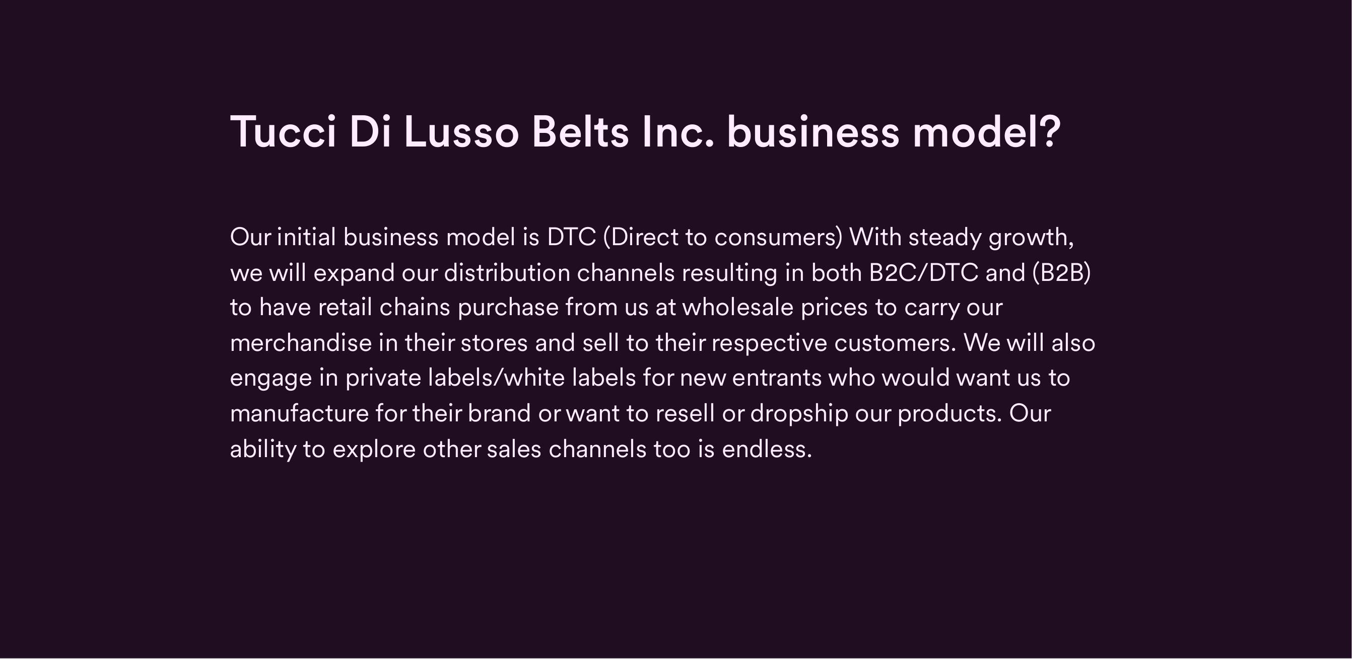 Invest in Tucci Di Lusso Belts, Inc.: The best handmade smart belt you ... Invest in Tucci Di Lusso Belts, Inc.: The best handmade smart belt you ...