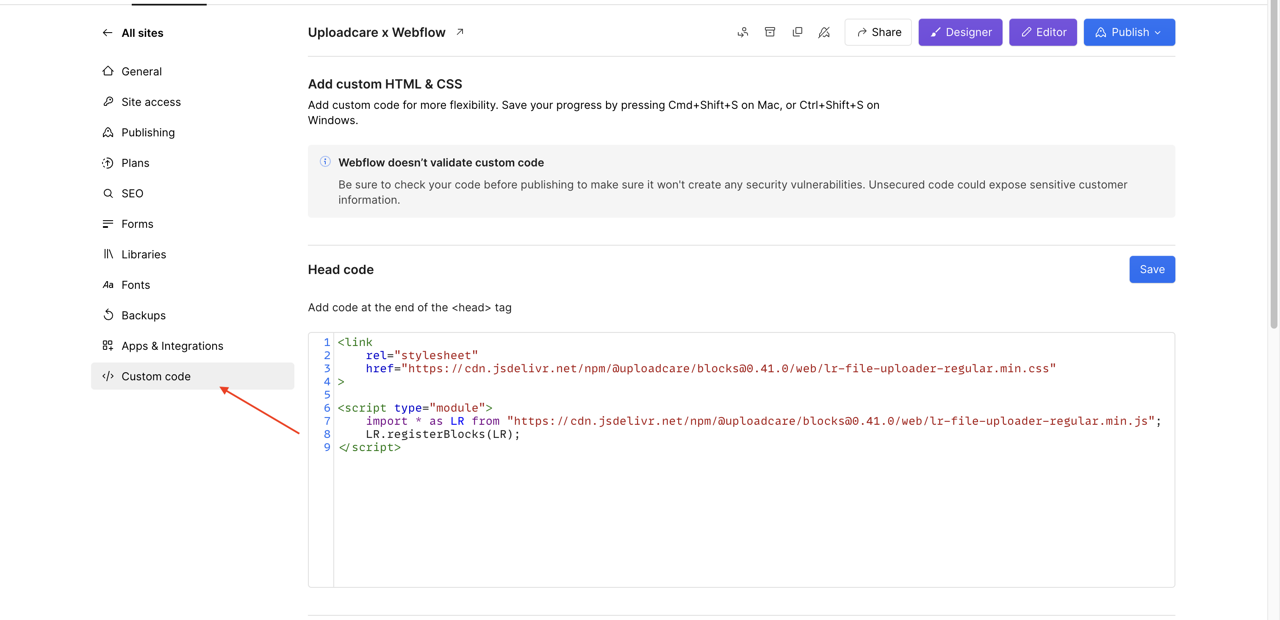 How to upload files in Webflow using Uploadcare File Uploader ...